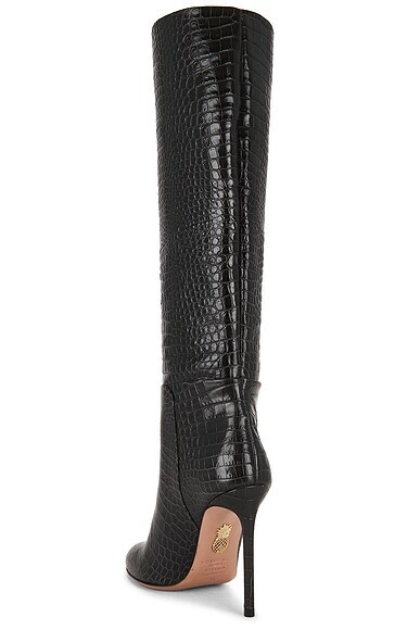 AQUAZZURA Sellier 105 Crocodile Embossed Leather Boots