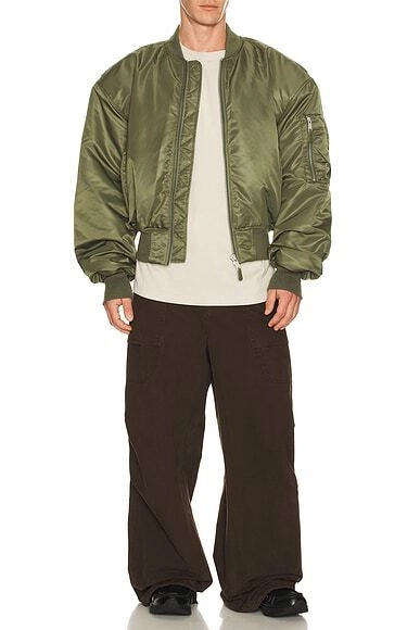 ENTIRE STUDIOS Cropped Broad Bomber Jacket - Khaki
