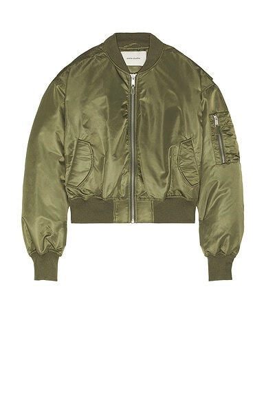 ENTIRE STUDIOS Cropped Broad Bomber Jacket - Khaki