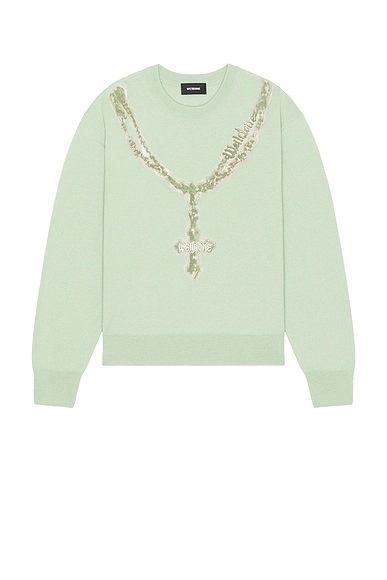 We11Done Pearl Logo Necklace Print Pullover