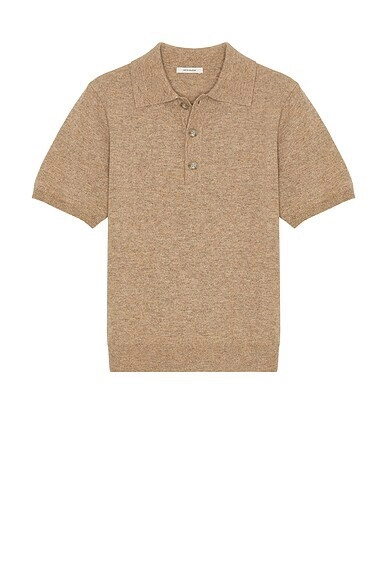 ENTIRE STUDIOS Short Sleeve Knit Polo - Camel
