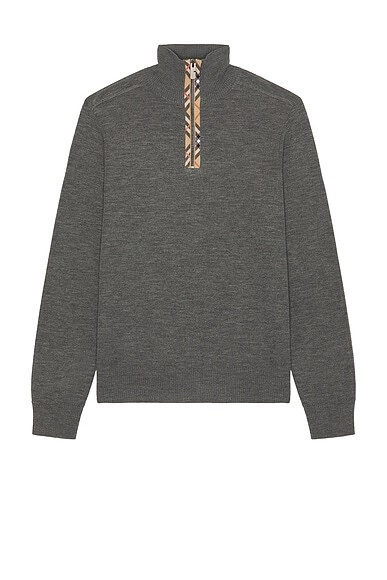 Burberry Cameron Quarter Zip Sweater - Grey