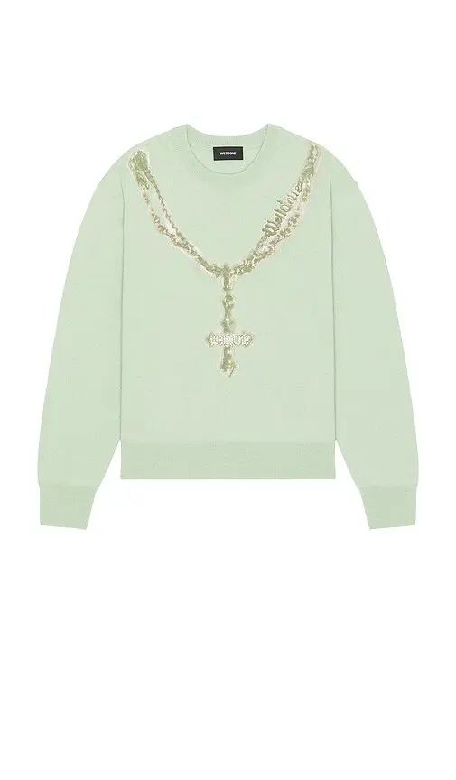 We11Done Pearl Logo Necklace Print Pullover