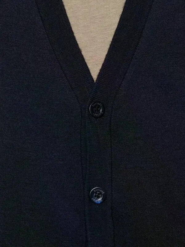Canali V-neck Button Cardigan - Blue
