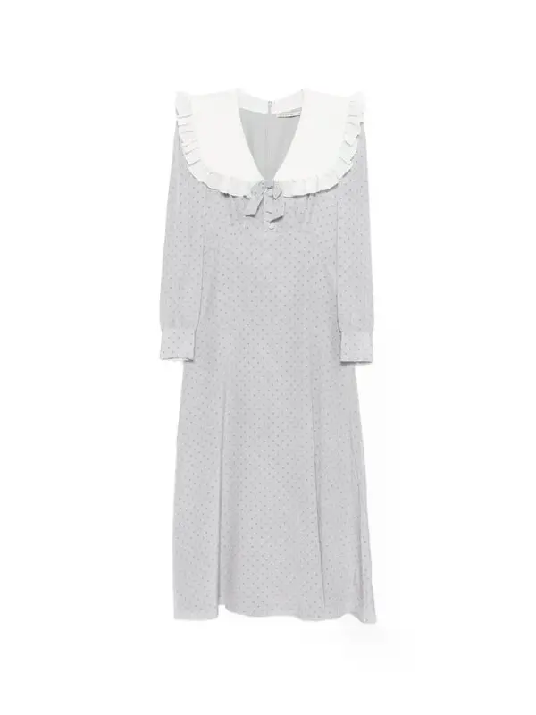 Alessandra Rich Ruffled Polka Dot Midi Dress - Grey