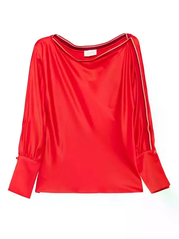 DANAME Asymmetric Neck Top With Buttoned Cuffs