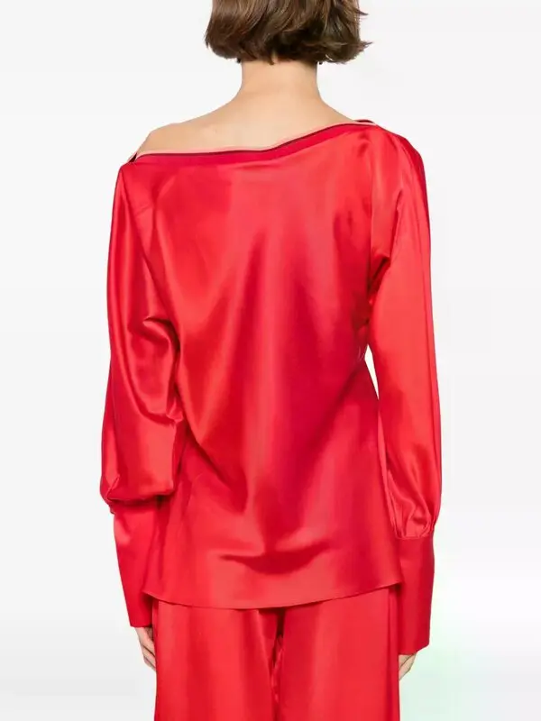DANAME Asymmetric Neck Top With Buttoned Cuffs