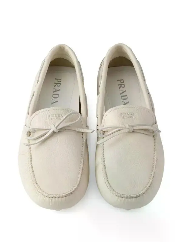 Prada Tie Detail Boat Shoes - Neutrals
