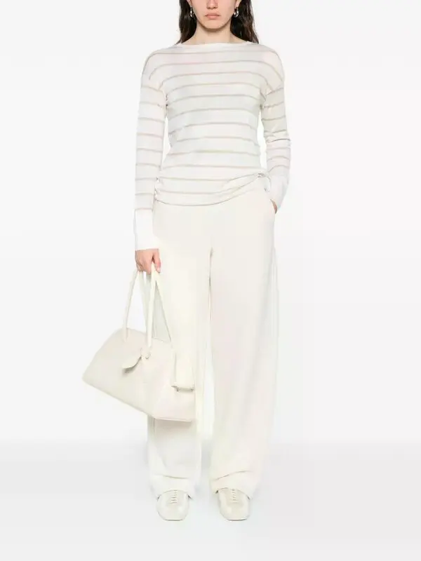 Max Mara Striped Round Neck Long Sleeve Top - Neutrals