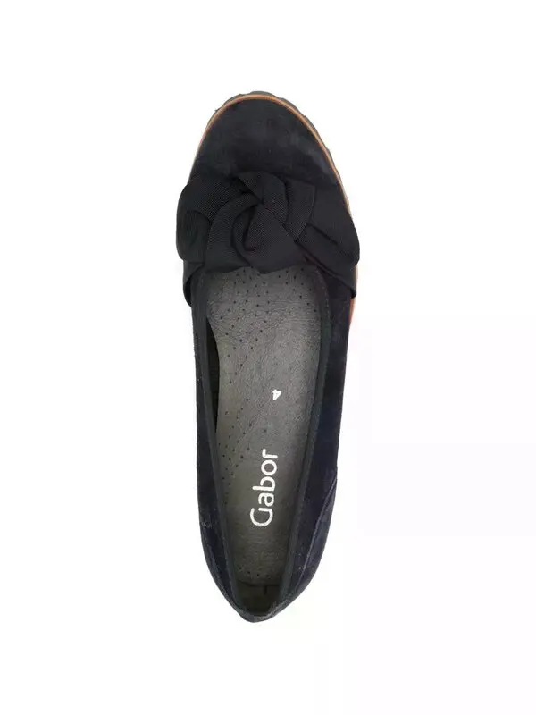 Gabor Bow Detail Round Toe Flat Pumps