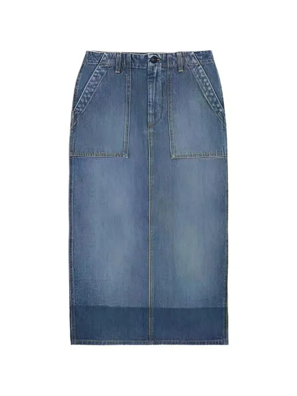 FORTELA Denim Midi Skirt - Blue