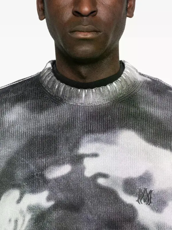 Amiri Camouflage Distressed Sweater