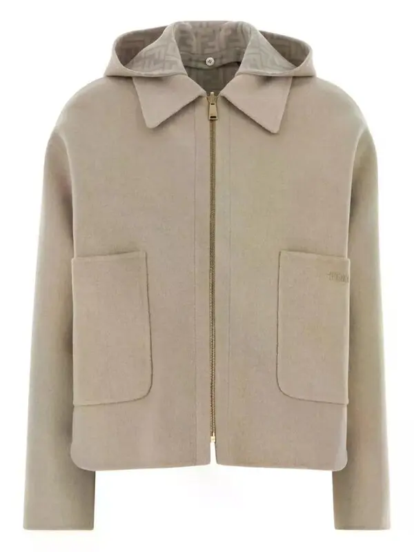 Fendi Zip-up Hooded Jacket With Patch Pockets