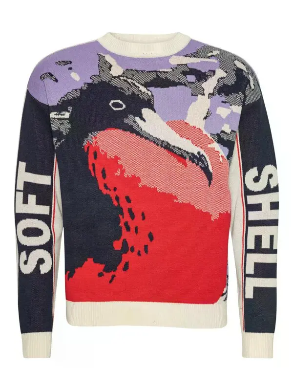 Henrik Vibskov Bird Graphic Crew Neck Sweater - Blue