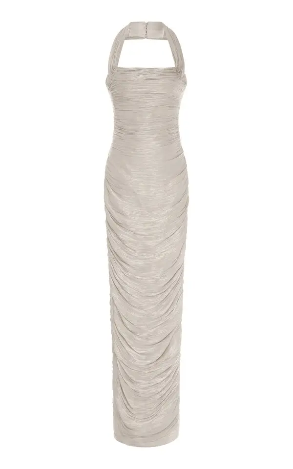 MARMAR HALIM Ruched Satin Maxi Gown - Ivory