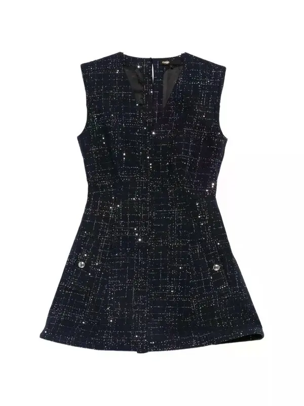Maje Sleeveless V-neck Playsuit Dress With Silver-tone Hardware - Blue