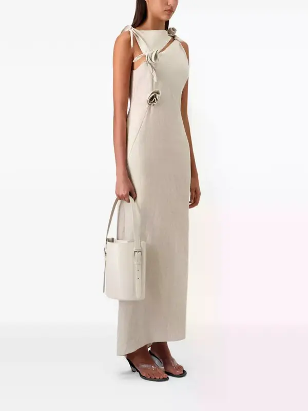 Coperni Rosette Knotted Maxi Dress - Neutrals