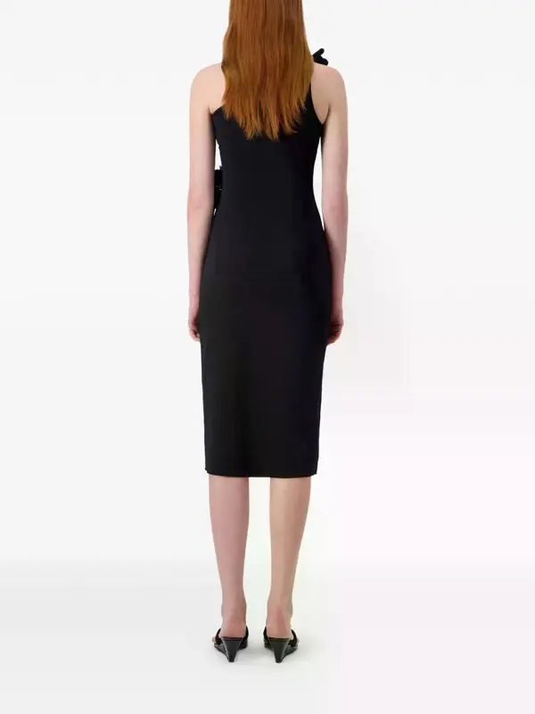 Coperni Asymmetric Mini Flower Dress - Black
