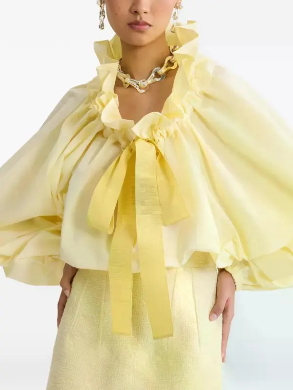 PATOU Ruffled Tie-neck Top - Yellow