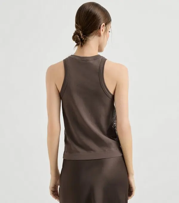 Brunello Cucinelli Embellished Stretch-cotton Tank Top