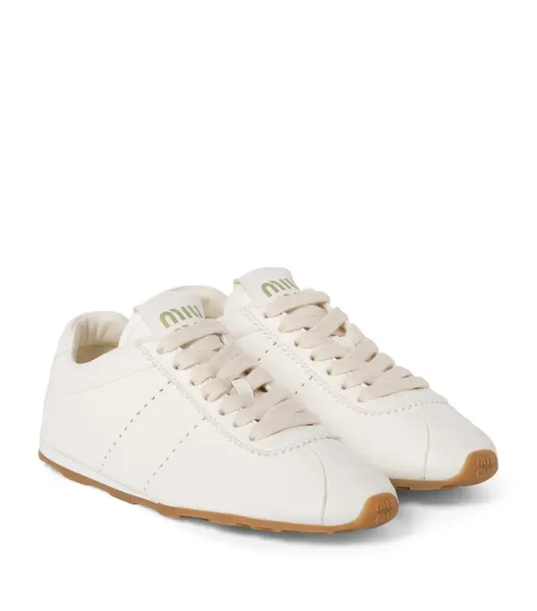Miu Miu Nappa Leather Plume Sneakers - Neutral