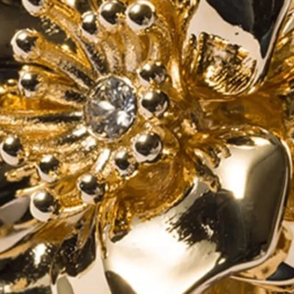 Miu Miu Floral Crystal Embellished Brooch - Metallic