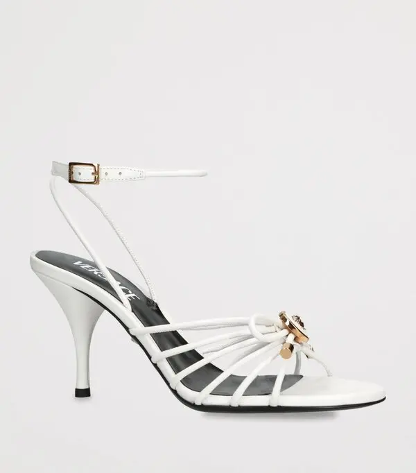 Versace Leather Opera Bow High Heel Sandals - White