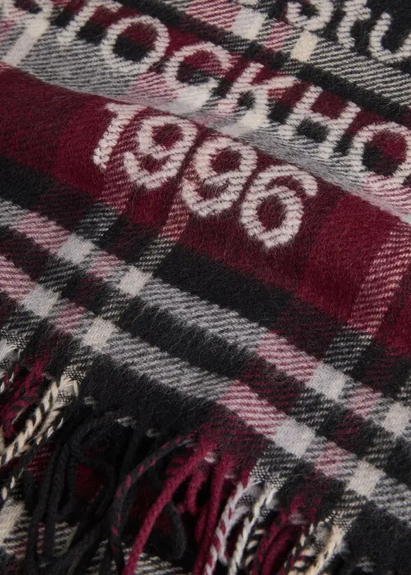 Acne Studios Logo-intarsia Checked Wool-blend Scarf - Black