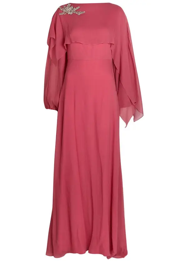 Erdem Cape-effect Silk Georgette Maxi Dress