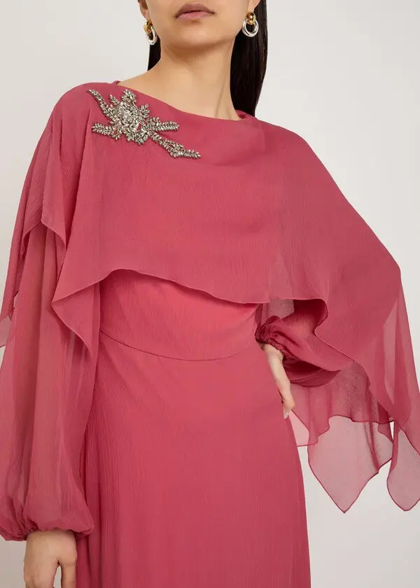 Erdem Cape-effect Silk Georgette Maxi Dress