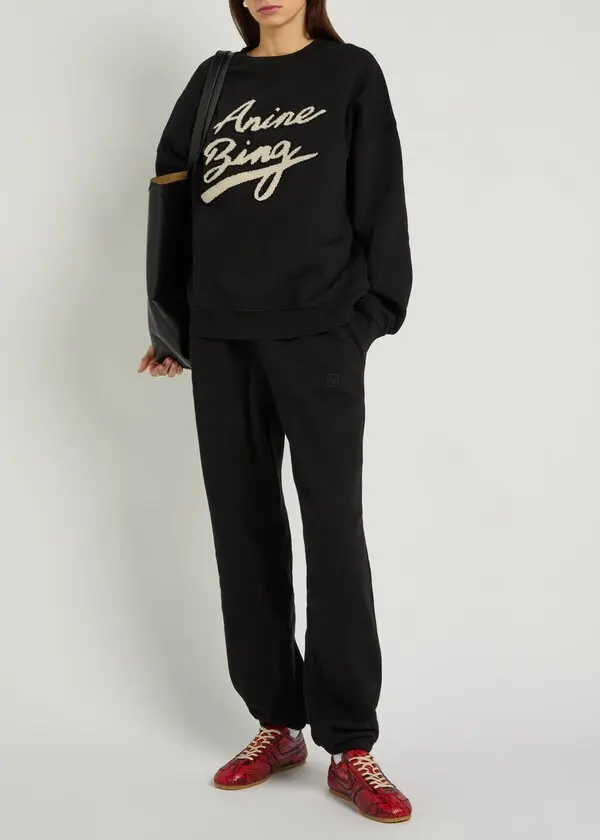 ANINE BING Karter Embroidered Cotton Sweatpants