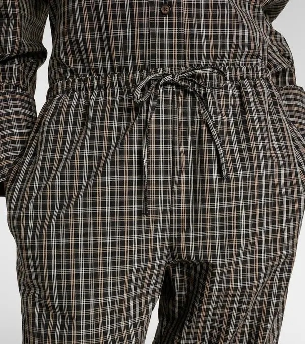 RÓHE Checked Cotton Wide-leg Trousers