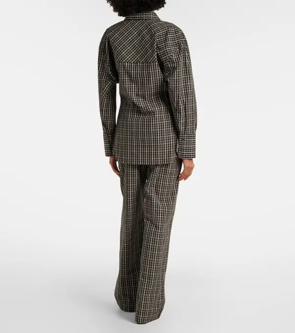 RÓHE Checked Cotton Wide-leg Trousers