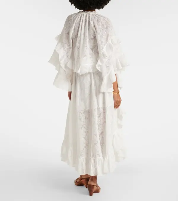 Zimmermann Daylight Ruffled Cotton-blend Maxi Skirt - White