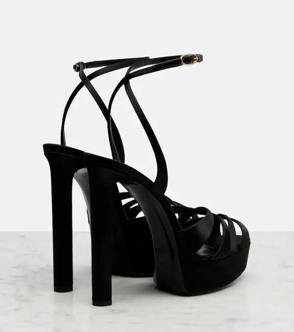 Saint Laurent Crepe Satin Platform Sandals - Black