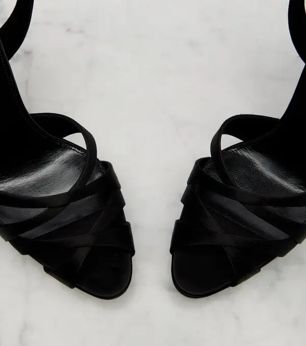 Saint Laurent Crepe Satin Platform Sandals - Black