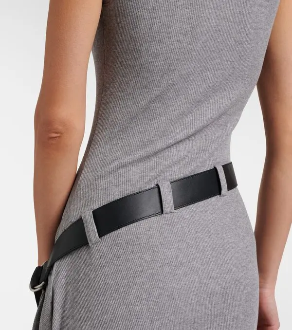 Loewe Belted Ribbed-knit Draped Midi Dress