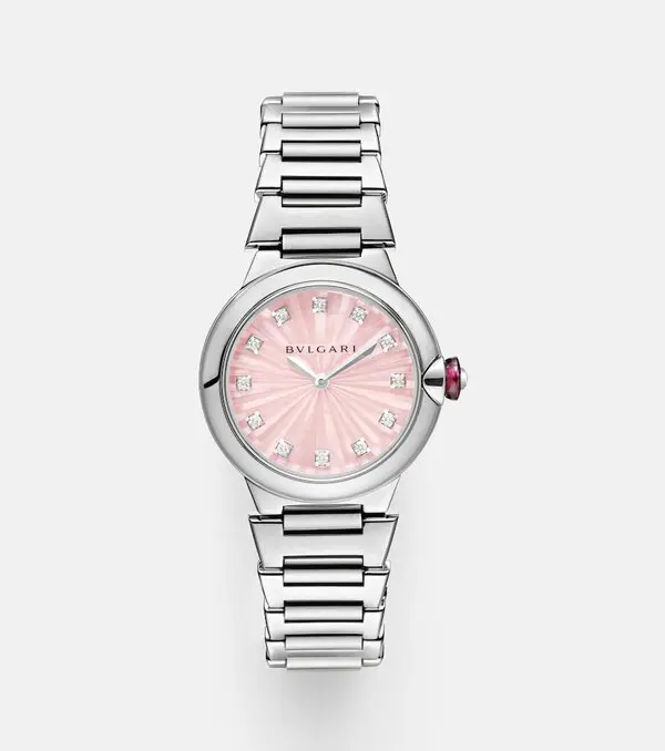 BVLGARI Lvcea 28mm Stainless Steel Watch With Diamonds - Silver