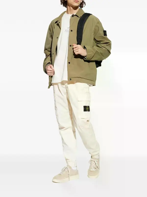 Stone Island Buttoned Bomber Jacket With Pointed Collar