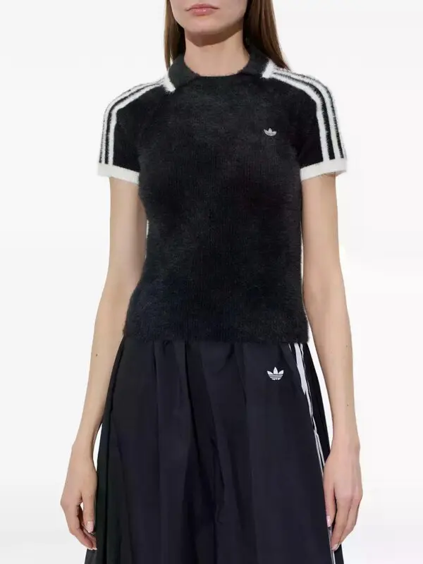 Adidas Cali Three Stripe Polo Top - Black