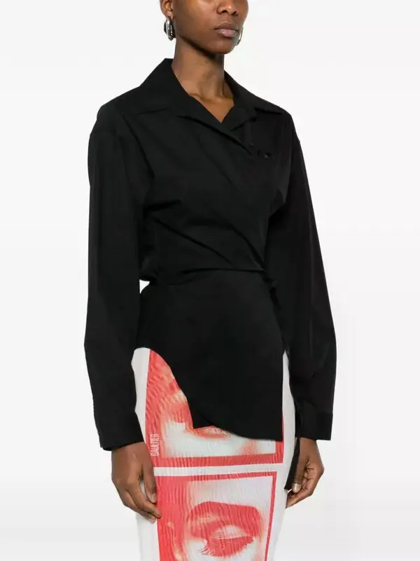 DIESEL® Tie-detail Collared Shirt - Black