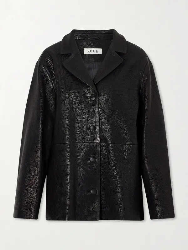 RÓHE Paneled Textured-leather Jacket - Black