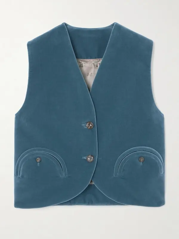 BLAZÉ MILANO Jealousy Gliss Cotton-velvet Vest - Gray