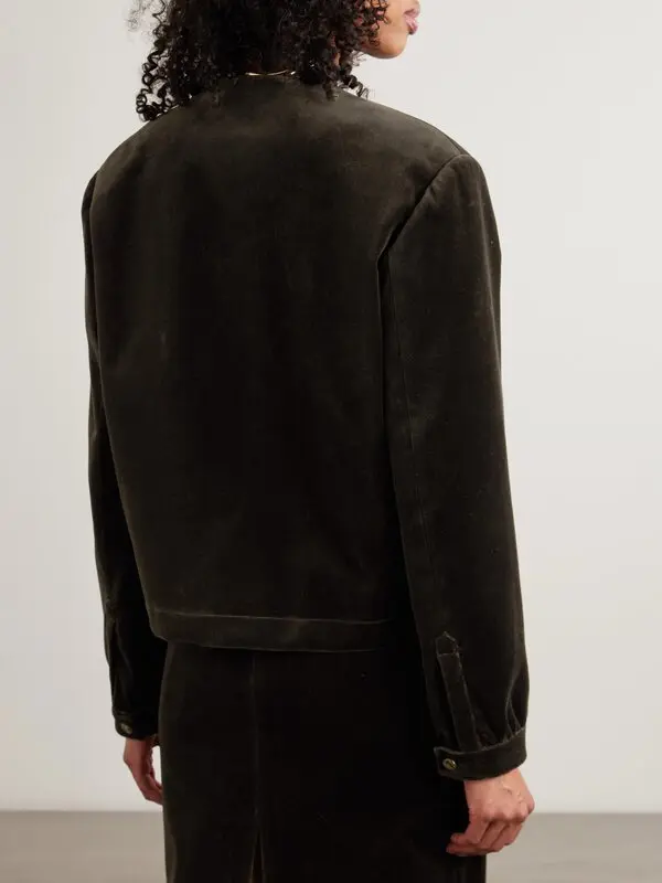 BLAZÉ MILANO Jealousy Gliss Cotton-velvet Bolero Jacket - Brown
