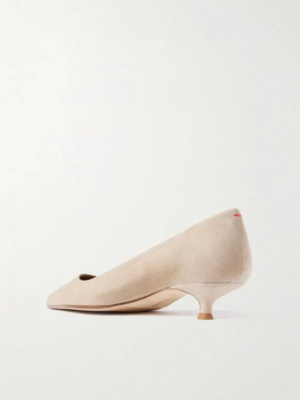 AeydĒ Cari Suede Pointed Toe Kitten Heel Pumps