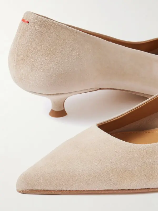 AeydĒ Cari Suede Pointed Toe Kitten Heel Pumps