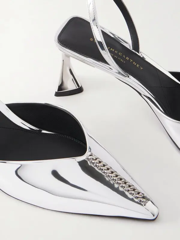 Stella McCartney Elsa Metallic Slingback Pumps