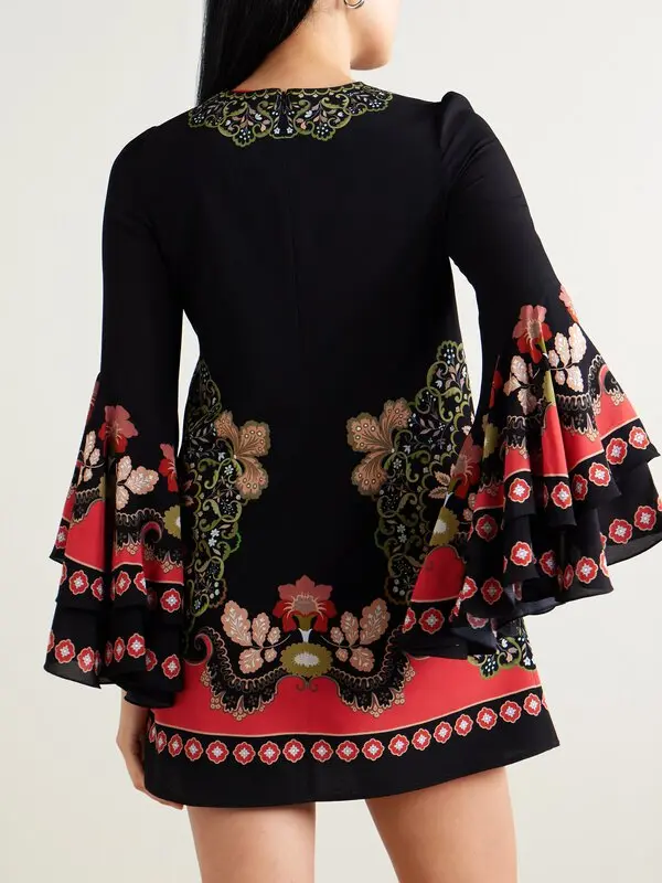 La DoubleJ Friday Ruffled Printed Crepe Mini Dress