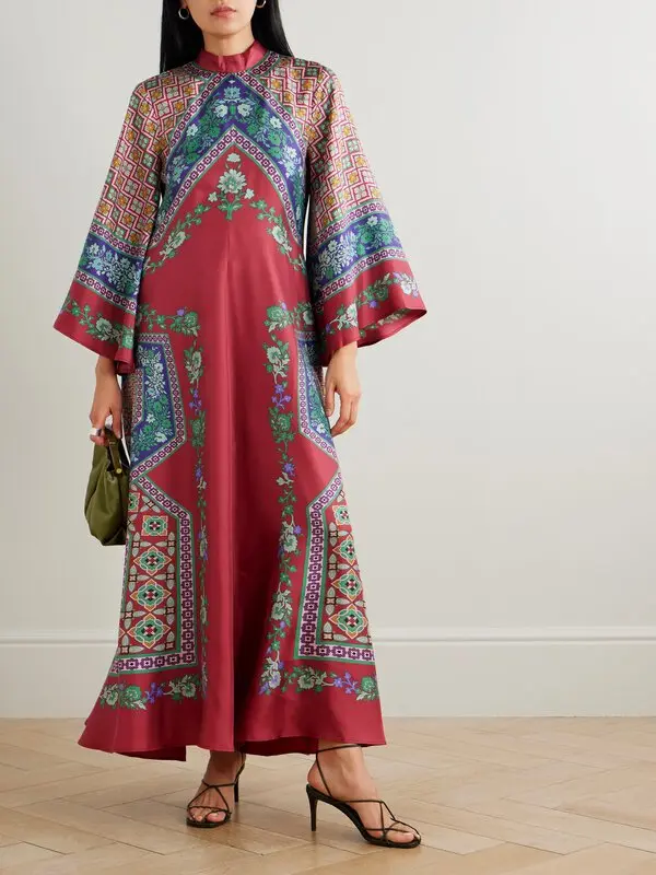 La DoubleJ Magnifico Printed Silk Maxi Dress