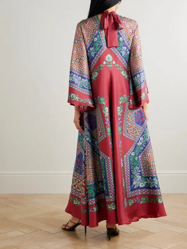 La DoubleJ Magnifico Printed Silk Maxi Dress